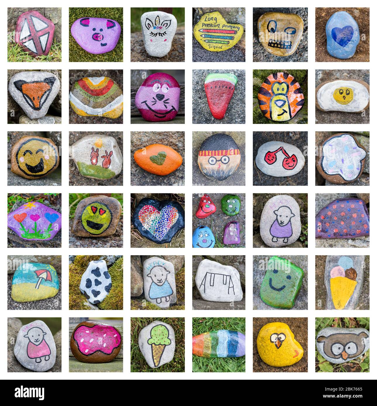 Hand-painted stones in Long Preston Stock Photo - Alamy