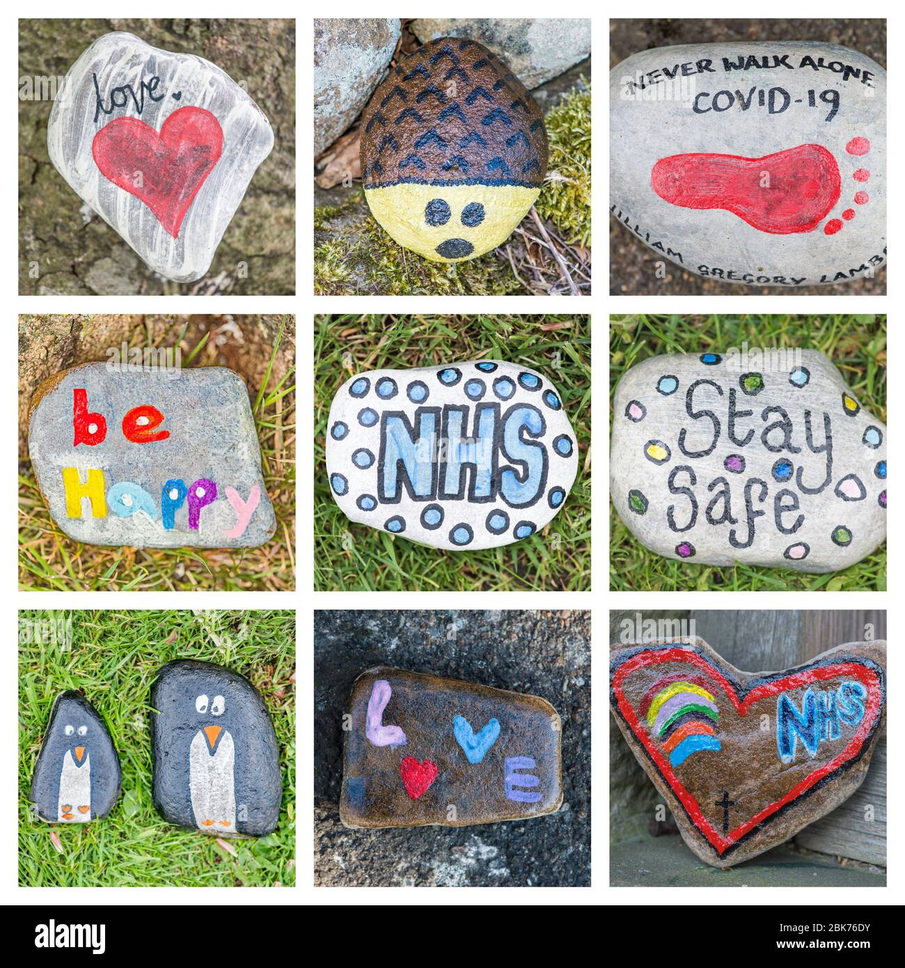 Hand-painted stones in Long Preston Stock Photo - Alamy