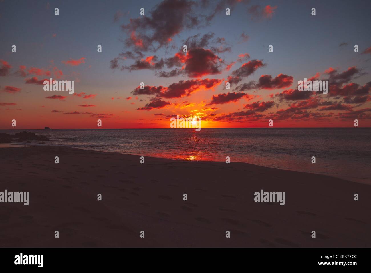 red sunset at vacation beach Stock Photo - Alamy