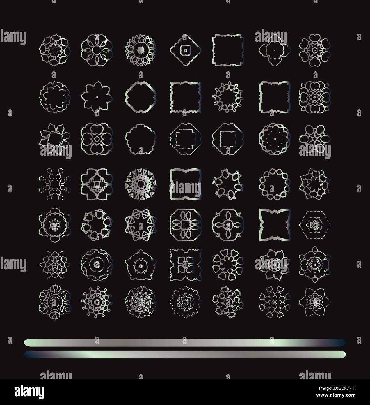 Royal circle design elements. Silver texture. Silver mandala on white ...