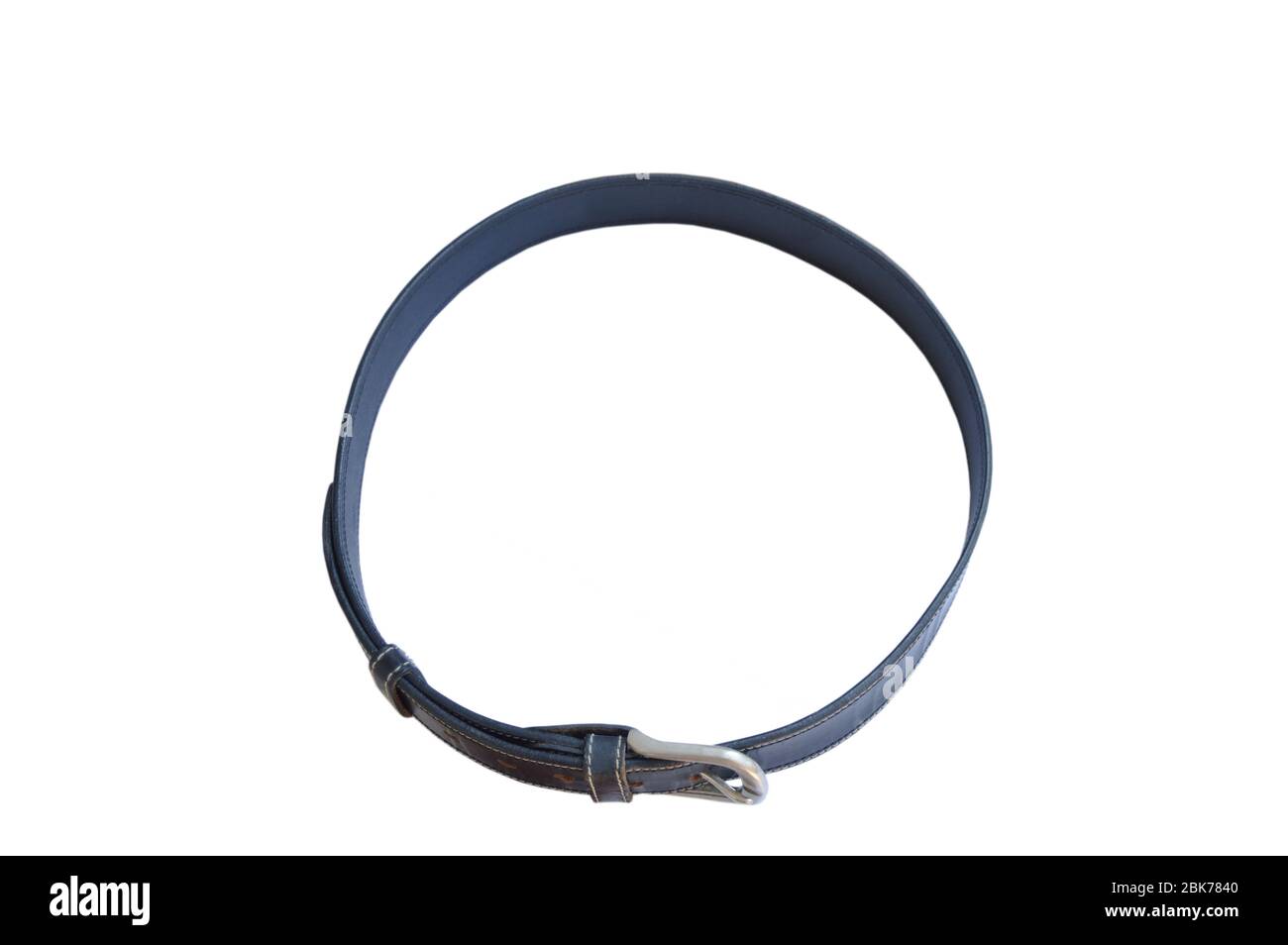 black leather men belt roll on white background Stock Photo - Alamy