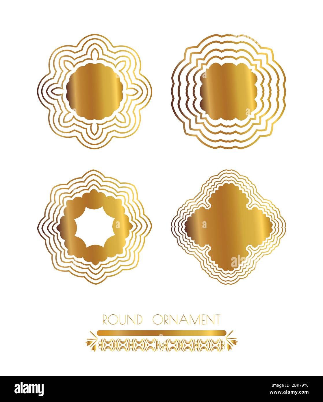 Gold circular ornament on black background. Golden pattern Stock Vector ...