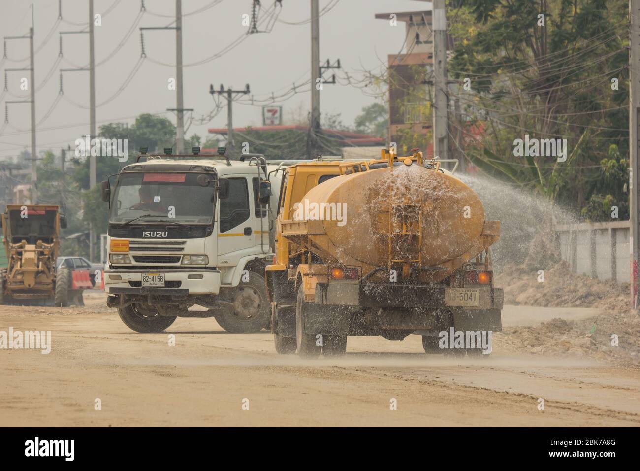 Chiangmai, Thailand - April 5 2020: Water Tank Truck Spary Water in new ...