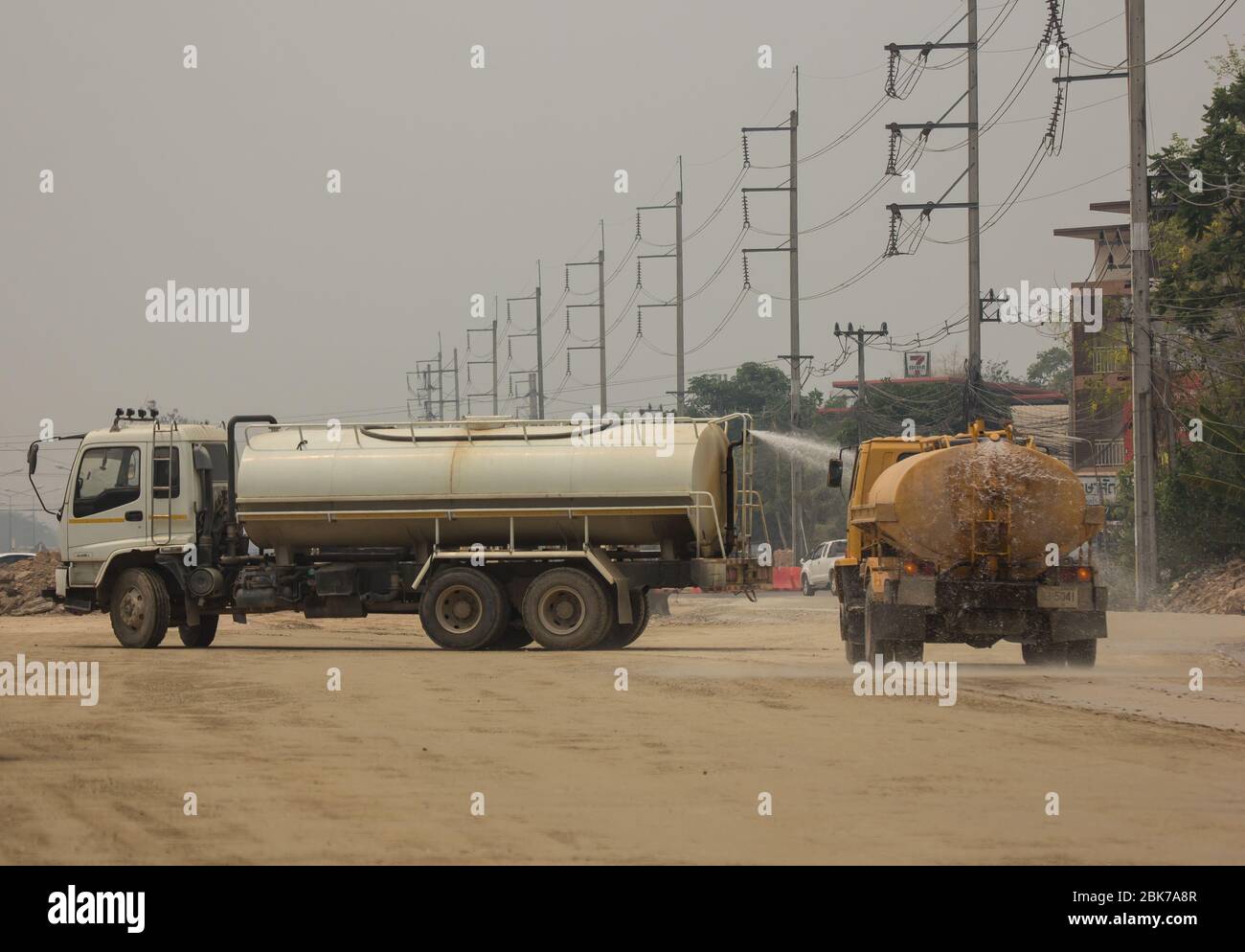 Chiangmai, Thailand - April 5 2020: Water Tank Truck Spary Water in new ...