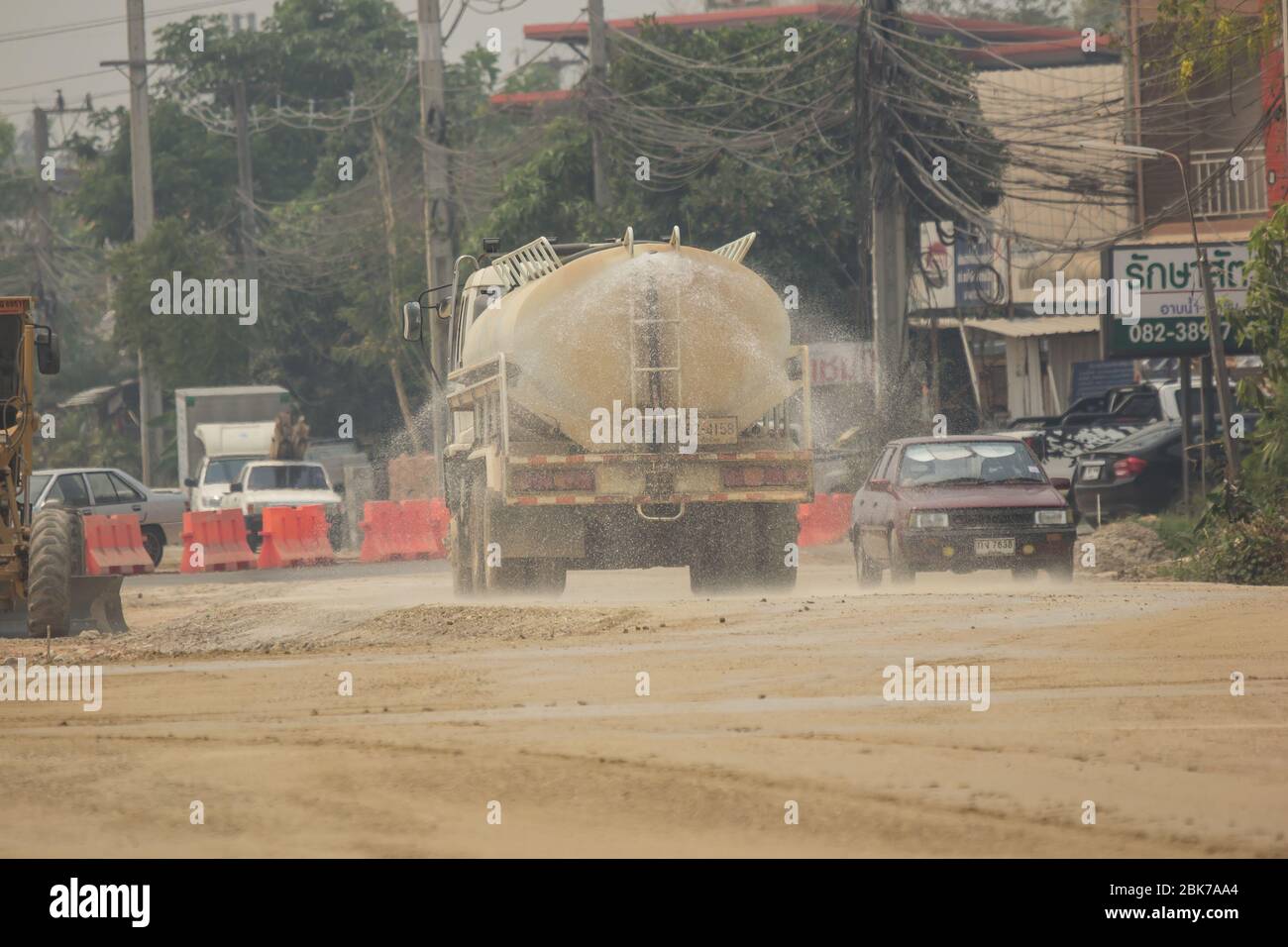 Chiangmai, Thailand - April 5 2020: Water Tank Truck Spary Water in new ...