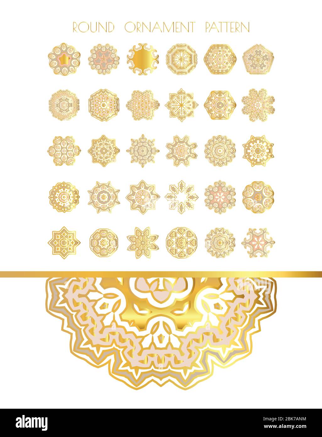 Gold circular ornament on black background. Golden pattern Stock Vector ...