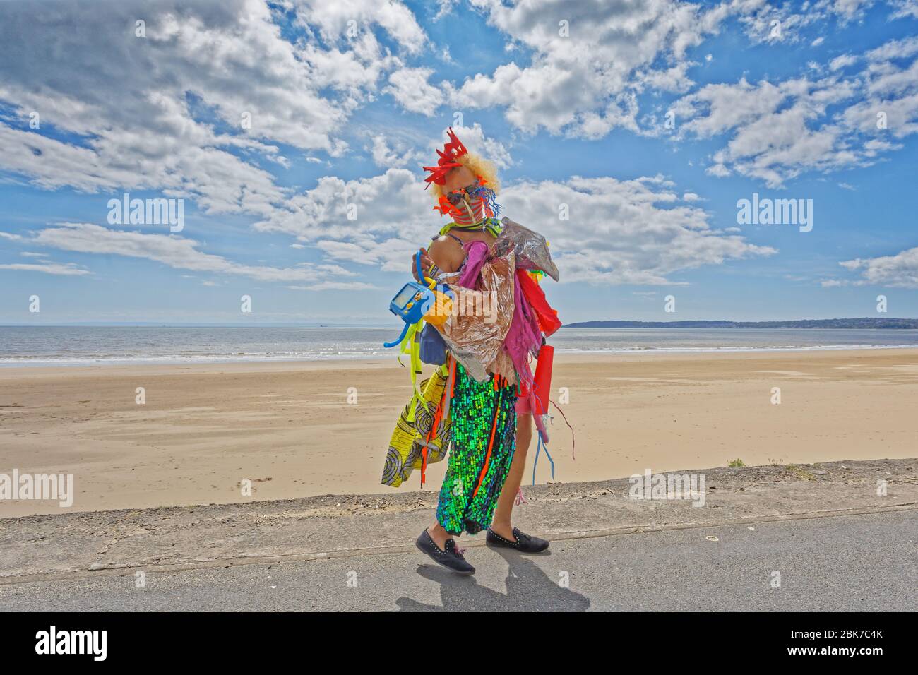 A man known as Tam dances on the path in Swansea Bay Stock Photo - Alamy