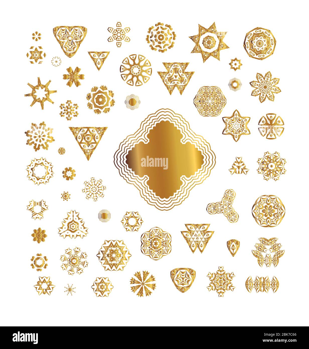 Ornamental gold circle frames. Vintage round pattern. Filigree vector ...