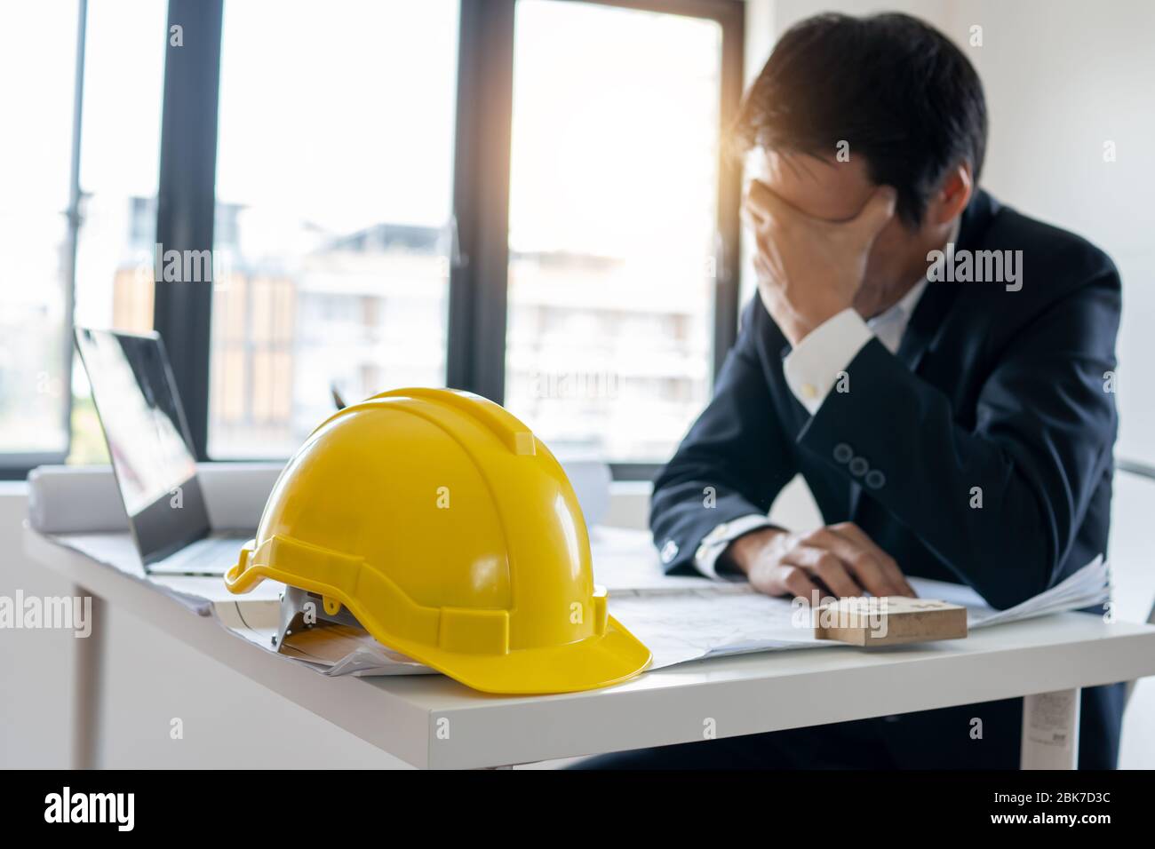 Man thinking how design of building hi-res stock photography and images ...