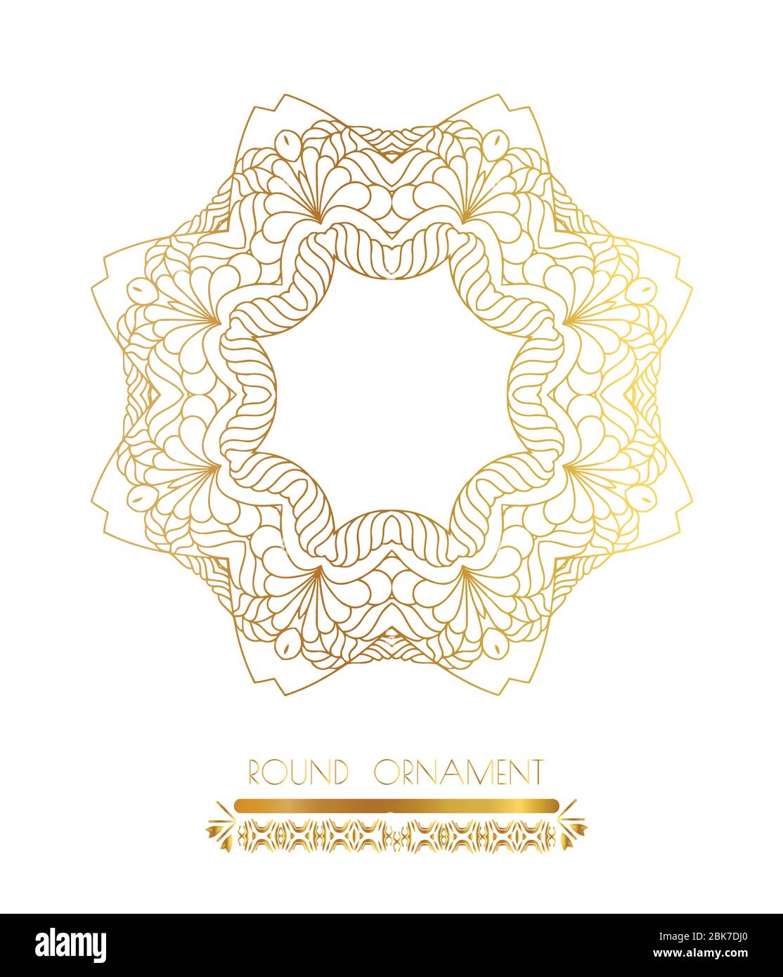 Ornamental gold circle frame. Vintage round pattern. Filigree vector ...