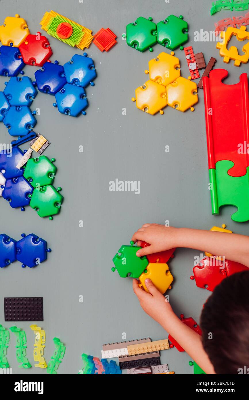 Children's educational game assembly designer as a background Stock ...