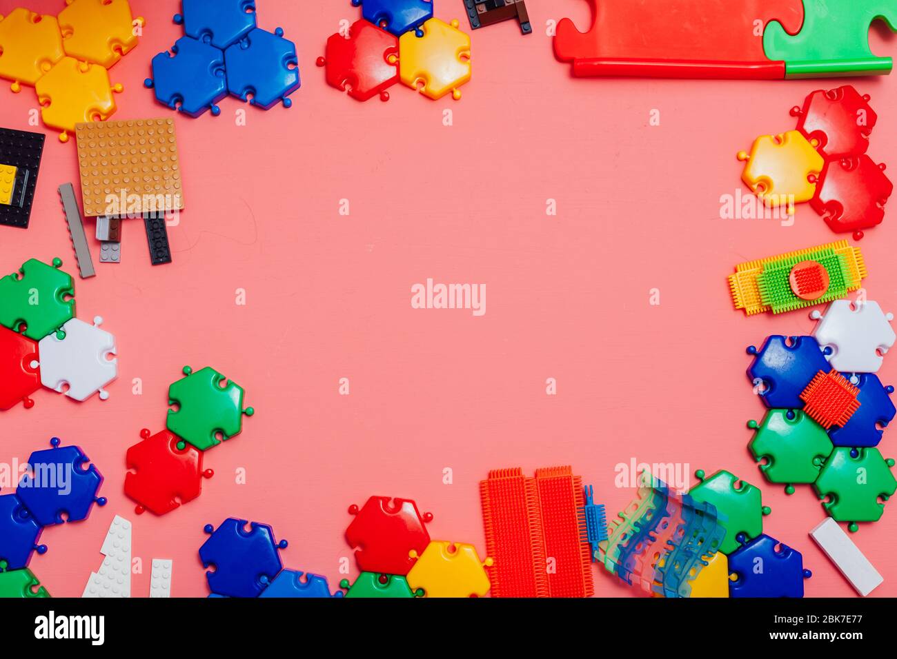 Children's educational game assembly designer as a background Stock ...