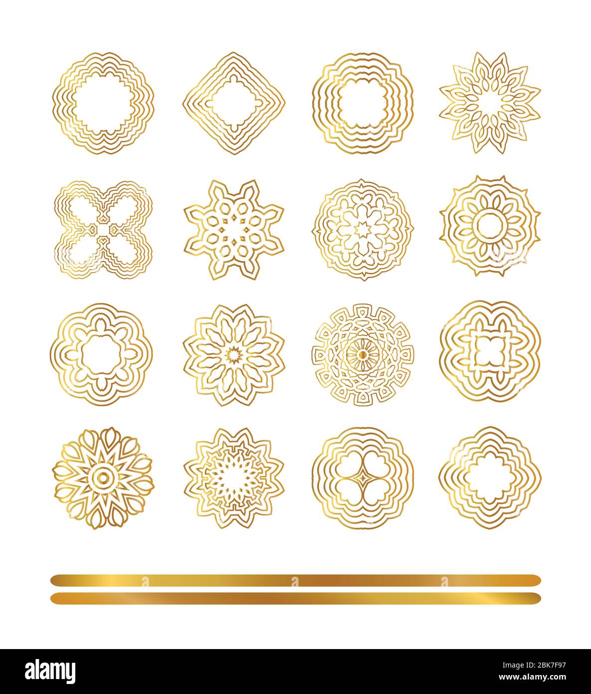 Traditional golden decor on white background. Abstract golden ornament ...