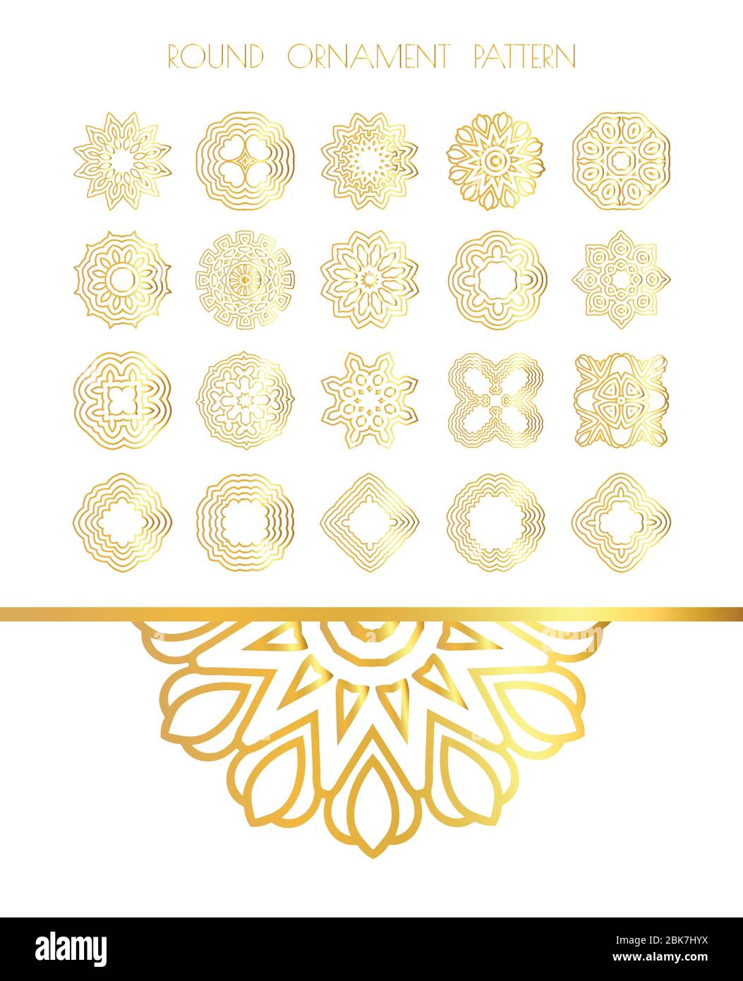 Traditional golden decor on white background. Vector illustration Stock ...