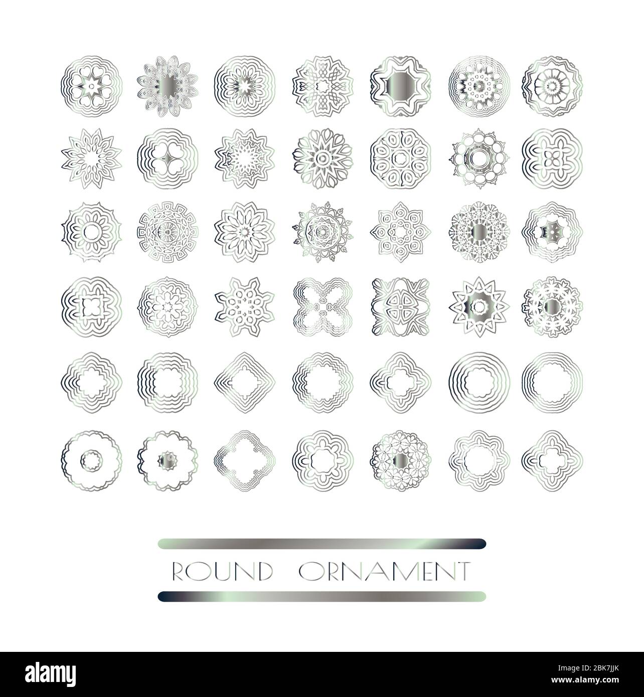 Royal circle design elements. Silver texture. Silver mandala on white ...