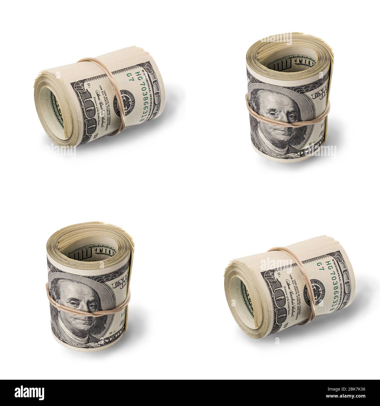 seamless tiling pattern of hundred us dollar banknotes rolls isolated ...