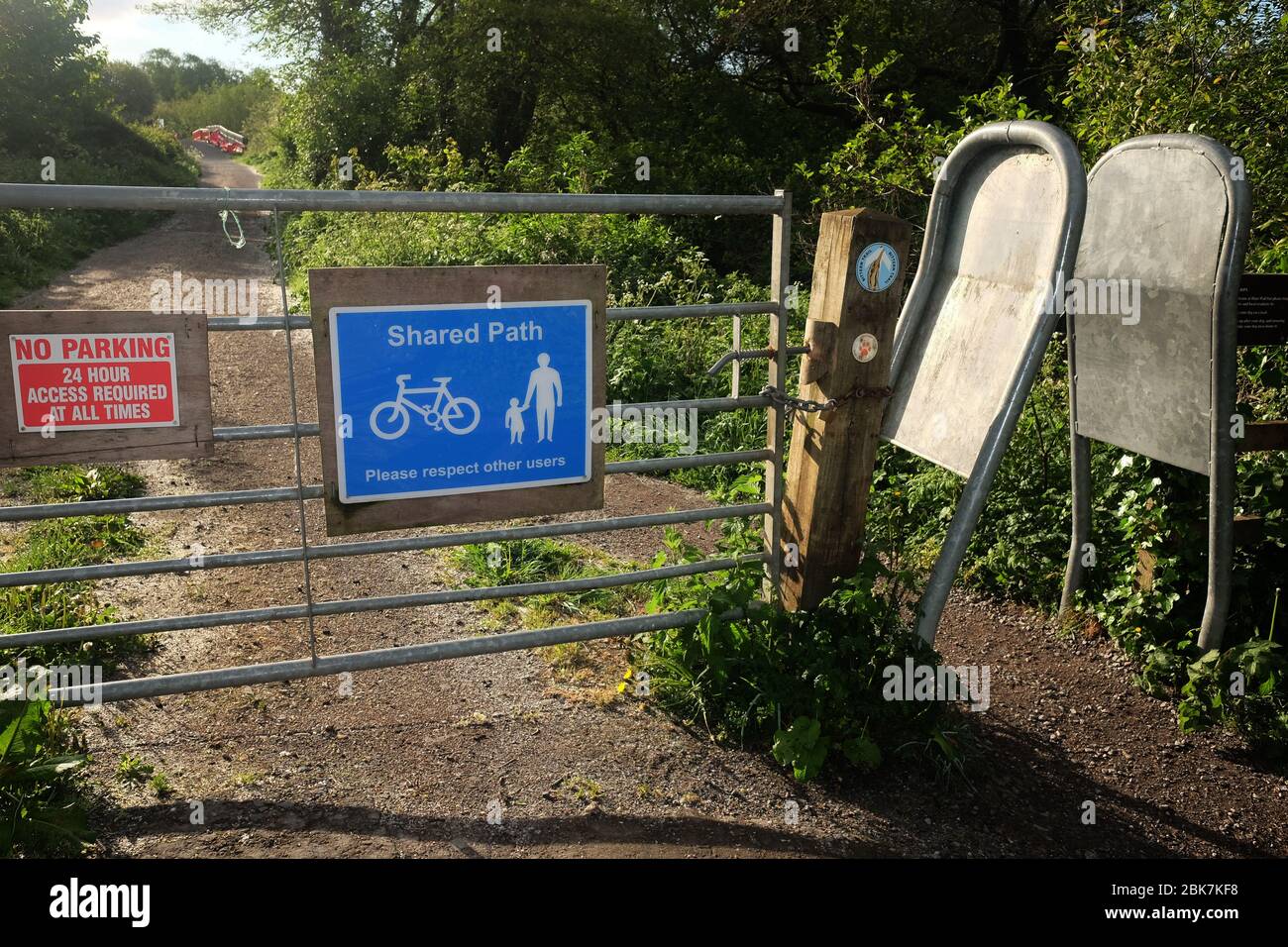 May 2020 - Shared footpath and cycle path on the Somerset levels at Ham Wall nature reserve ...