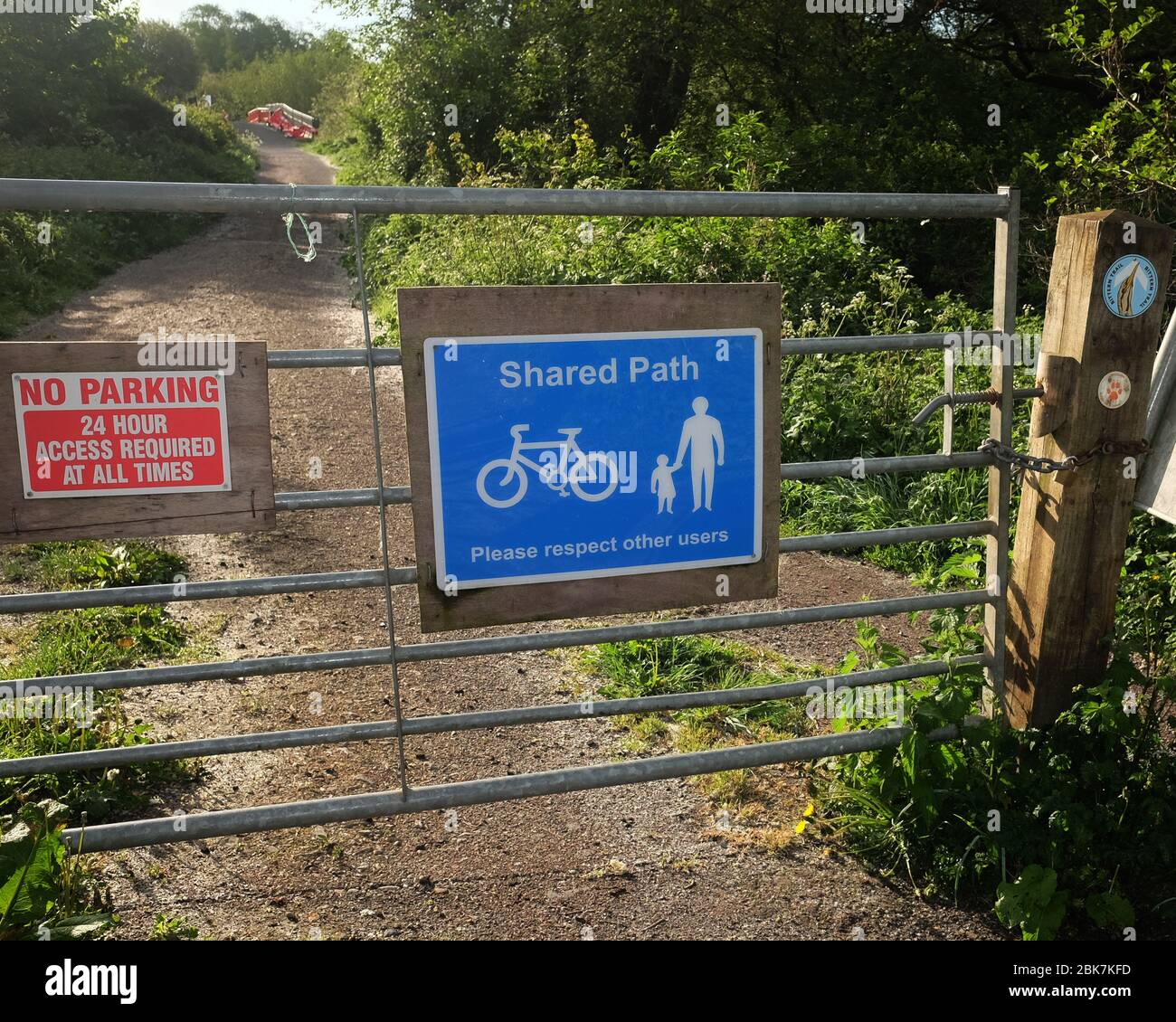 May 2020 - Shared footpath and cycle path on the Somerset levels at Ham ...