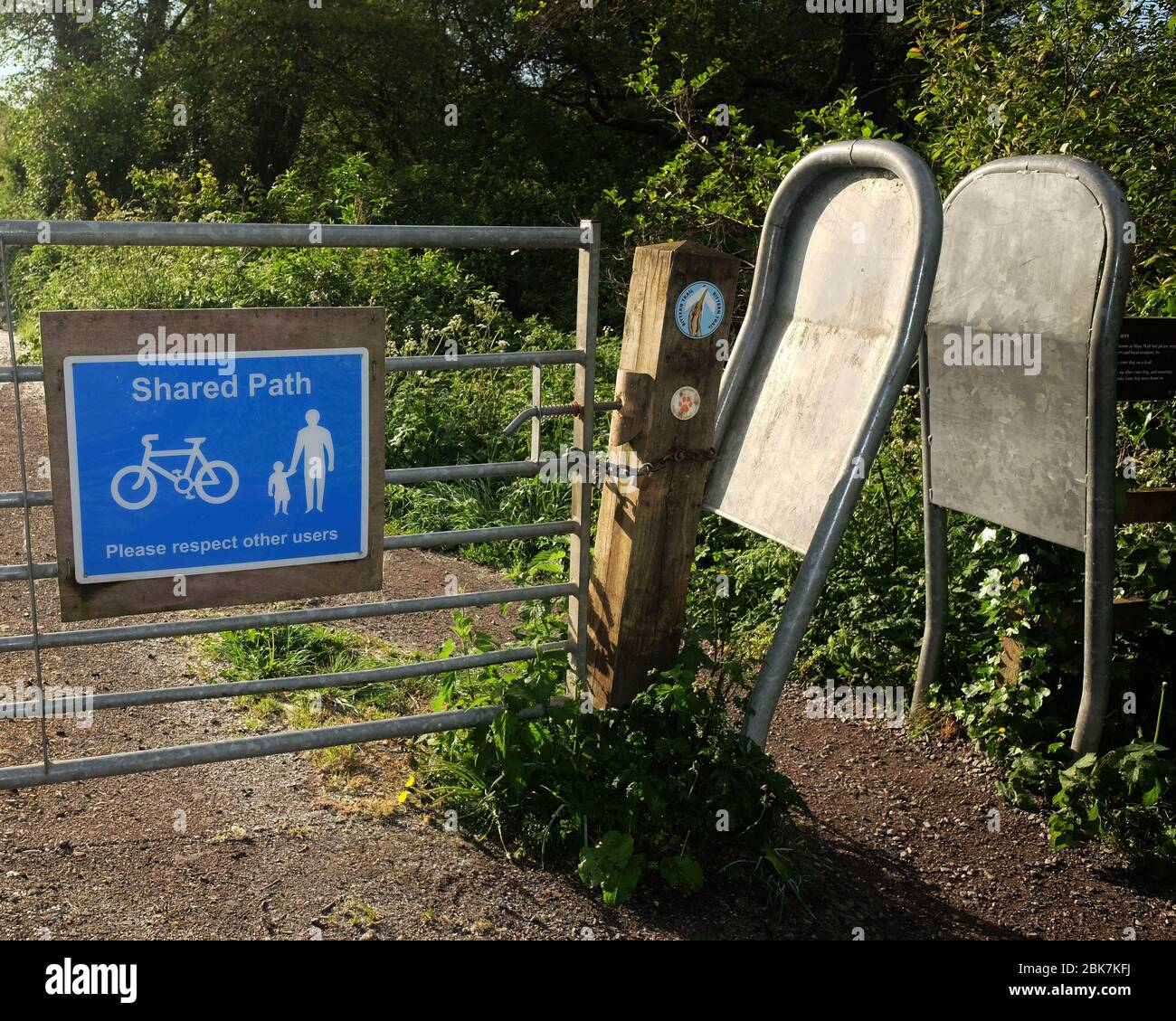 May 2020 - Shared footpath and cycle path on the Somerset levels at Ham ...