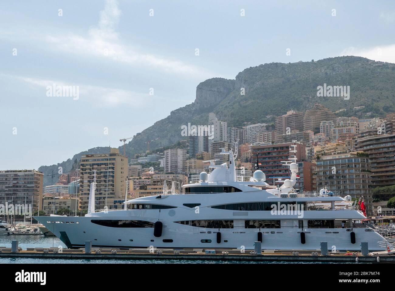 Large luxury yacht moored in the Port Hercule in Monte Carlo, Monaco ...