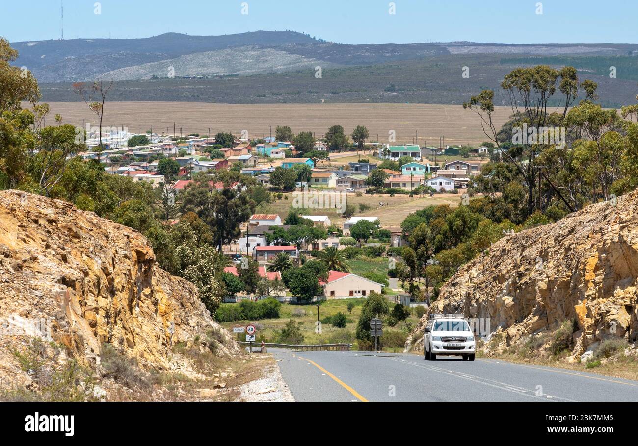 Napier, Overberg region, South Africa. 2019. The R316 highway ...