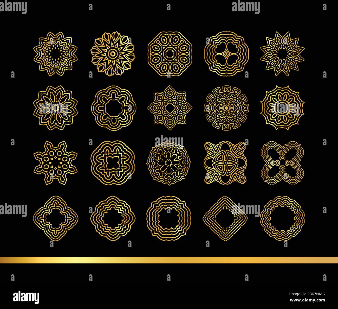 Vector illustration with vintage gold ornament. Golden vintage round ...