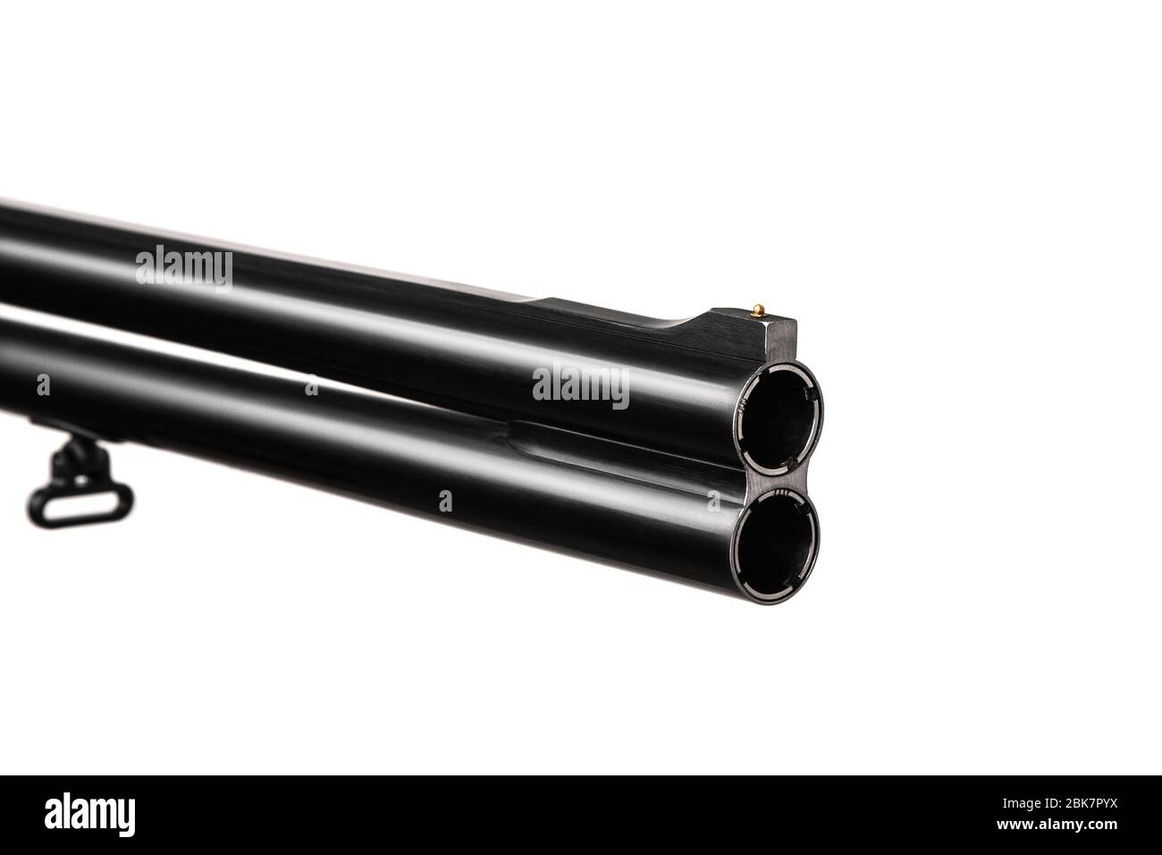 Classic double-barrell smooth-bore hunting rifle isolated on white ...