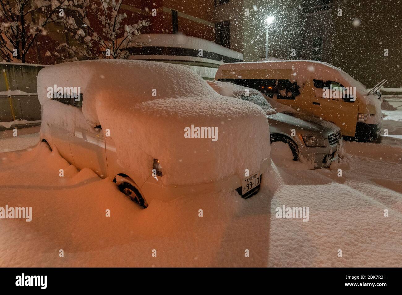 Car After Heavy Snowfall, Sapporo, Japan Stock Photo - Alamy