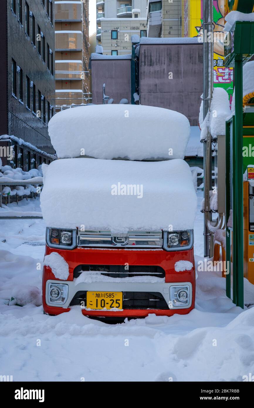Car After Heavy Snowfall, Sapporo, Japan Stock Photo - Alamy