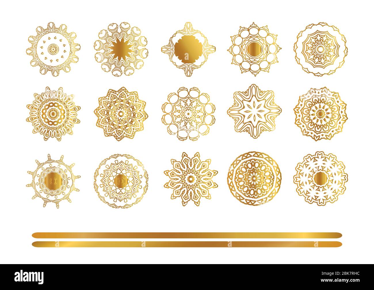 Traditional golden decor on white background. Abstract golden ornament ...