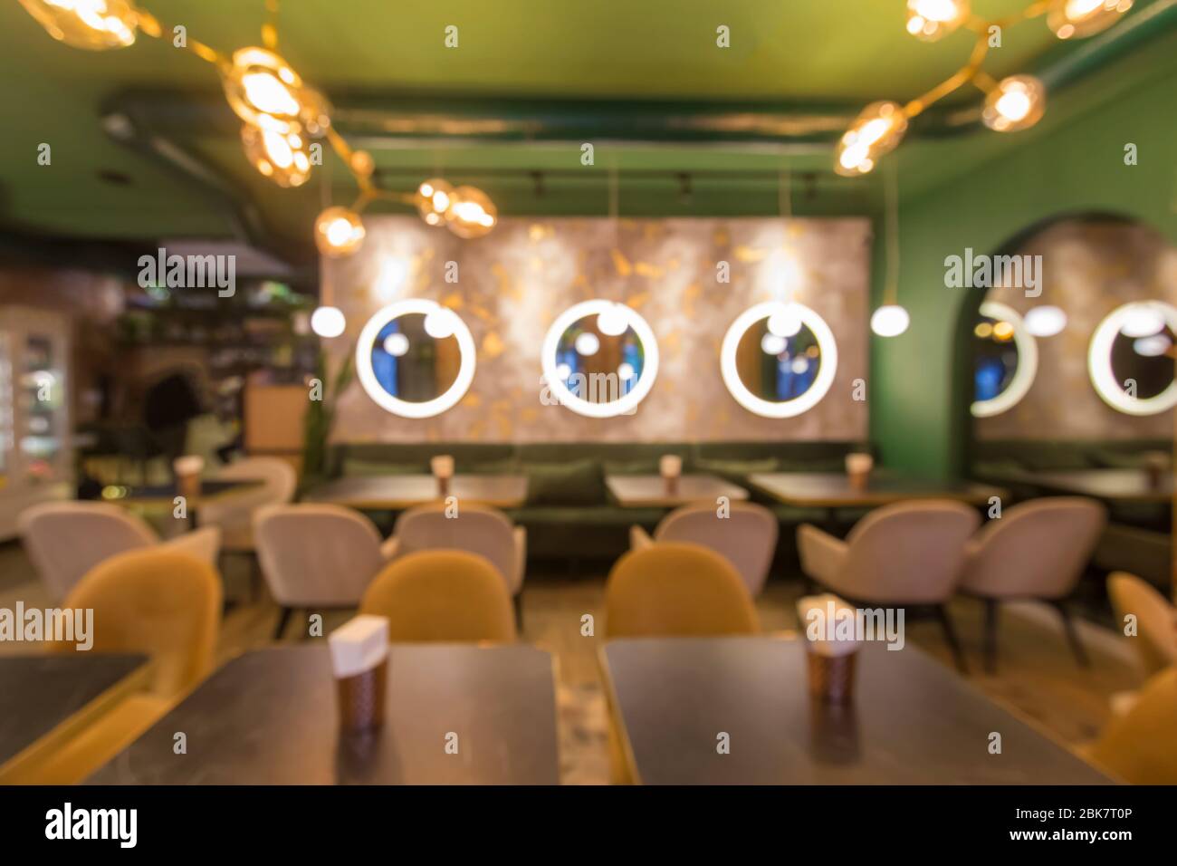Empty interior of city cafe, quarantine concept, take away Stock Photo ...