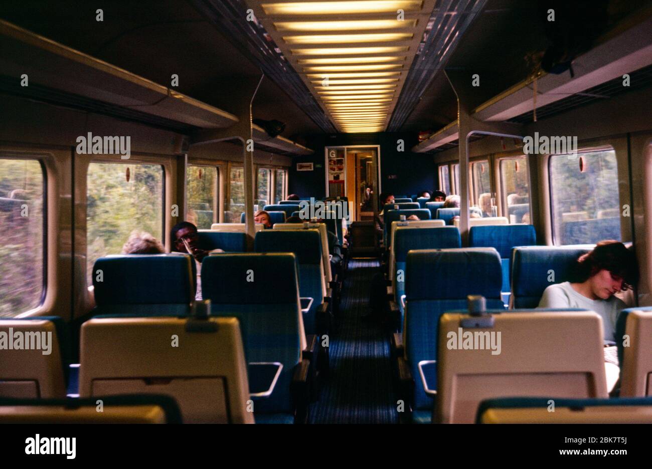 inside a train, June 27, 1981, England, Great Britain Stock Photo - Alamy