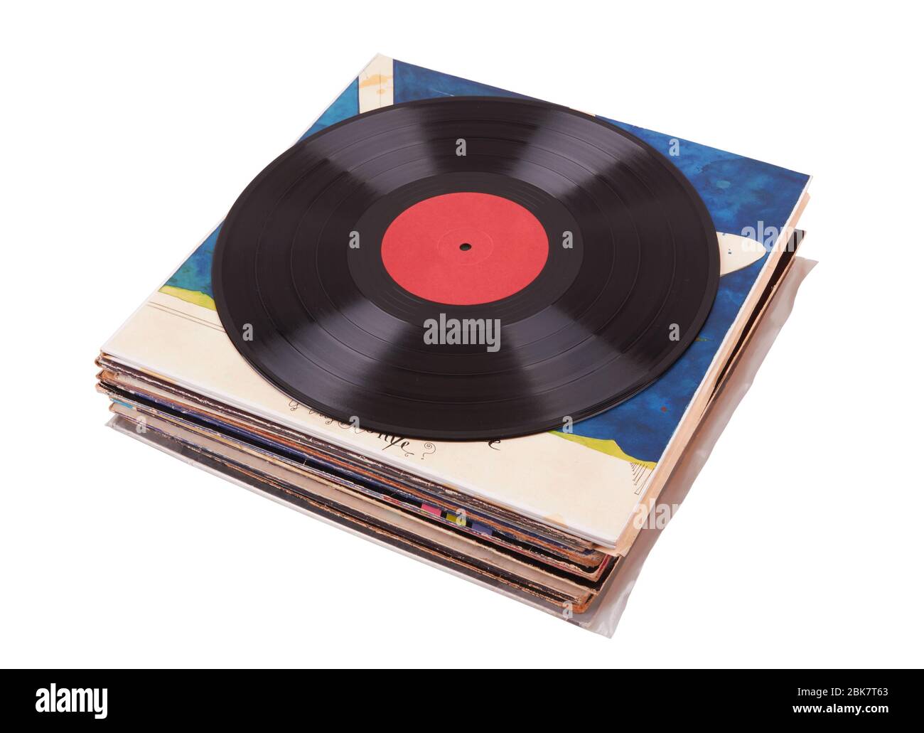 Pile of old vinyl records isolated on white background Stock Photo - Alamy