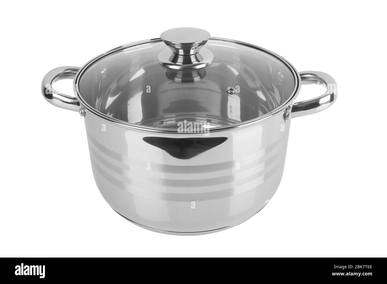 chrome pan with lid isolated on white background Stock Photo - Alamy