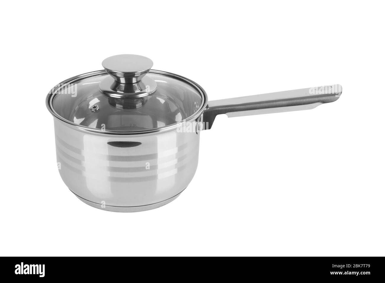 chrome pan with lid isolated on white background Stock Photo - Alamy