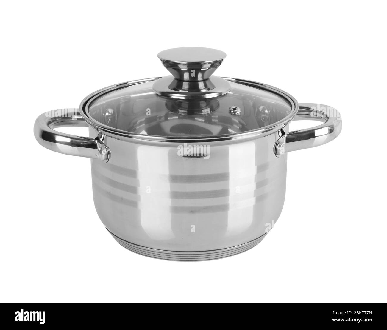 chrome pan with lid isolated on white background Stock Photo - Alamy