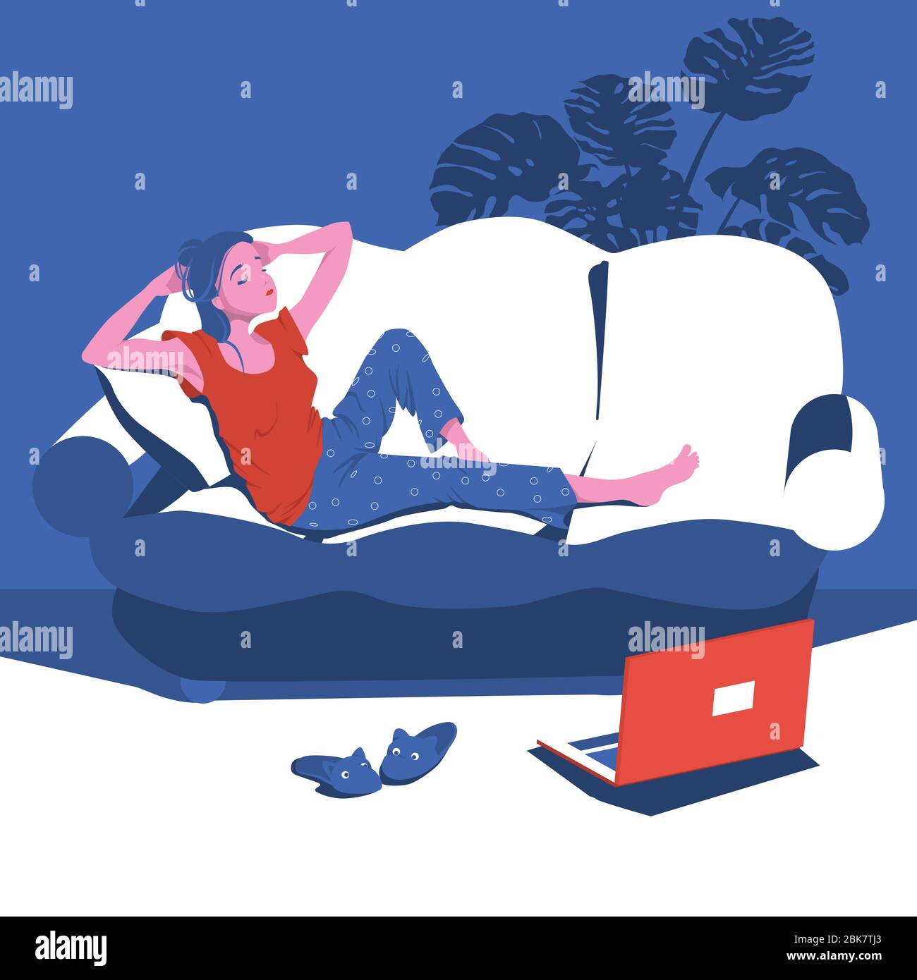 Lying home on sofa Stock Vector Images - Alamy