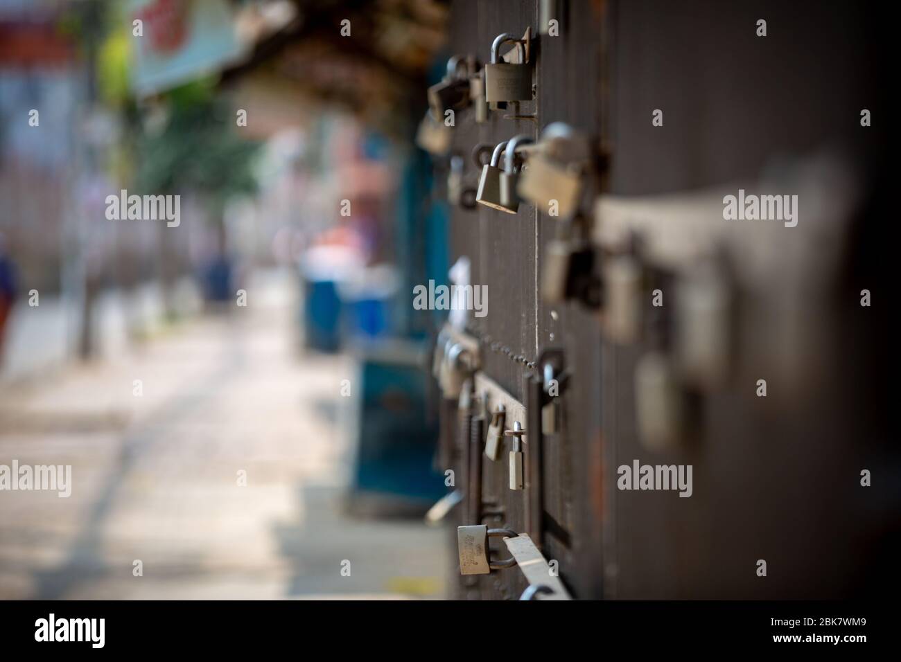 Business organization closed, there are hundreds of locks hanging in ...