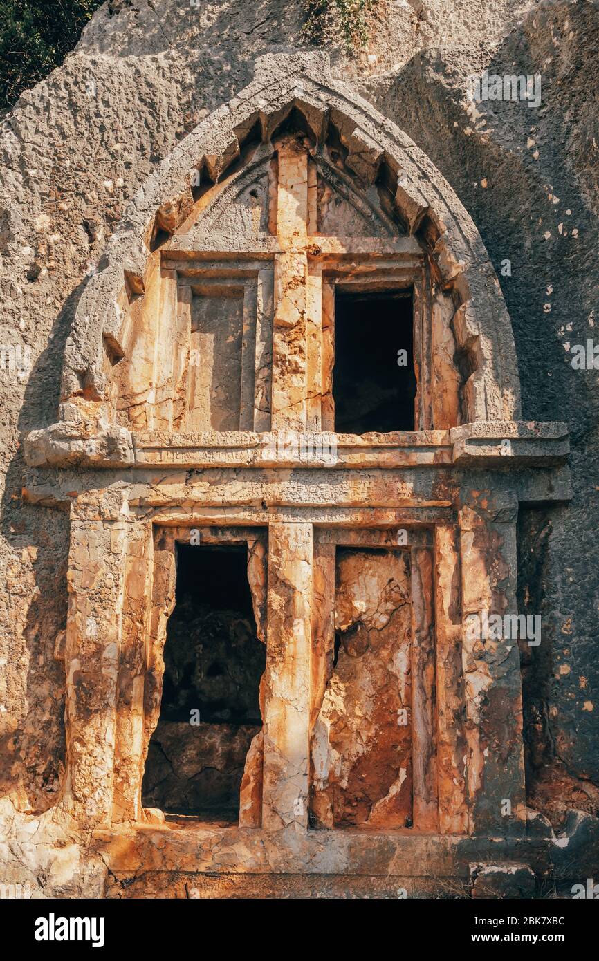 Lycian Rock Tombs in Kas town, Turkey Stock Photo - Alamy