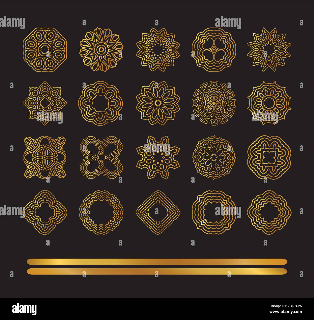 Traditional golden decor on white background. Vector illustration Stock ...