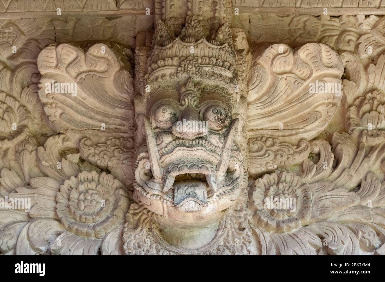 Stone wall carving in traditional style Le Mayeur Museum Sanur Bali ...