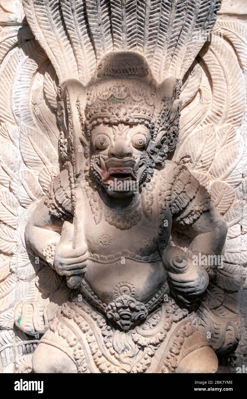 Stone wall carving in traditional style Le Mayeur Museum Sanur Bali ...