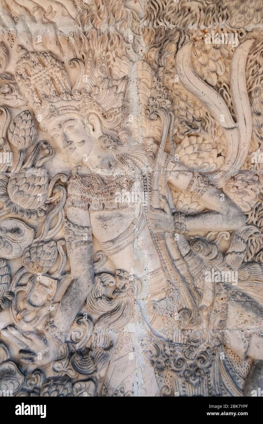 Stone wall carving in traditional style Le Mayeur Museum Sanur Bali ...
