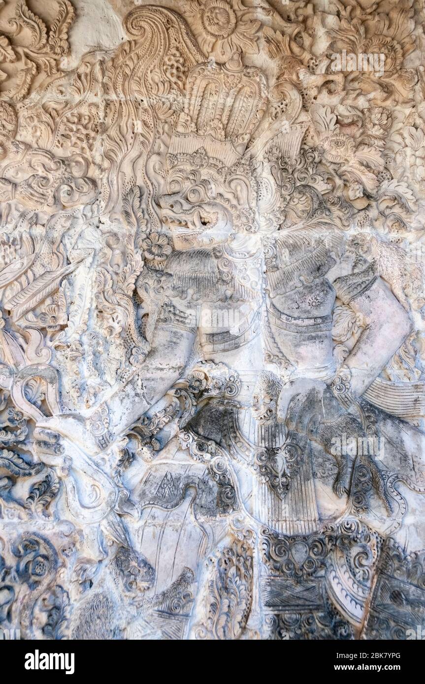Stone wall carving in traditional style Le Mayeur Museum Sanur Bali ...