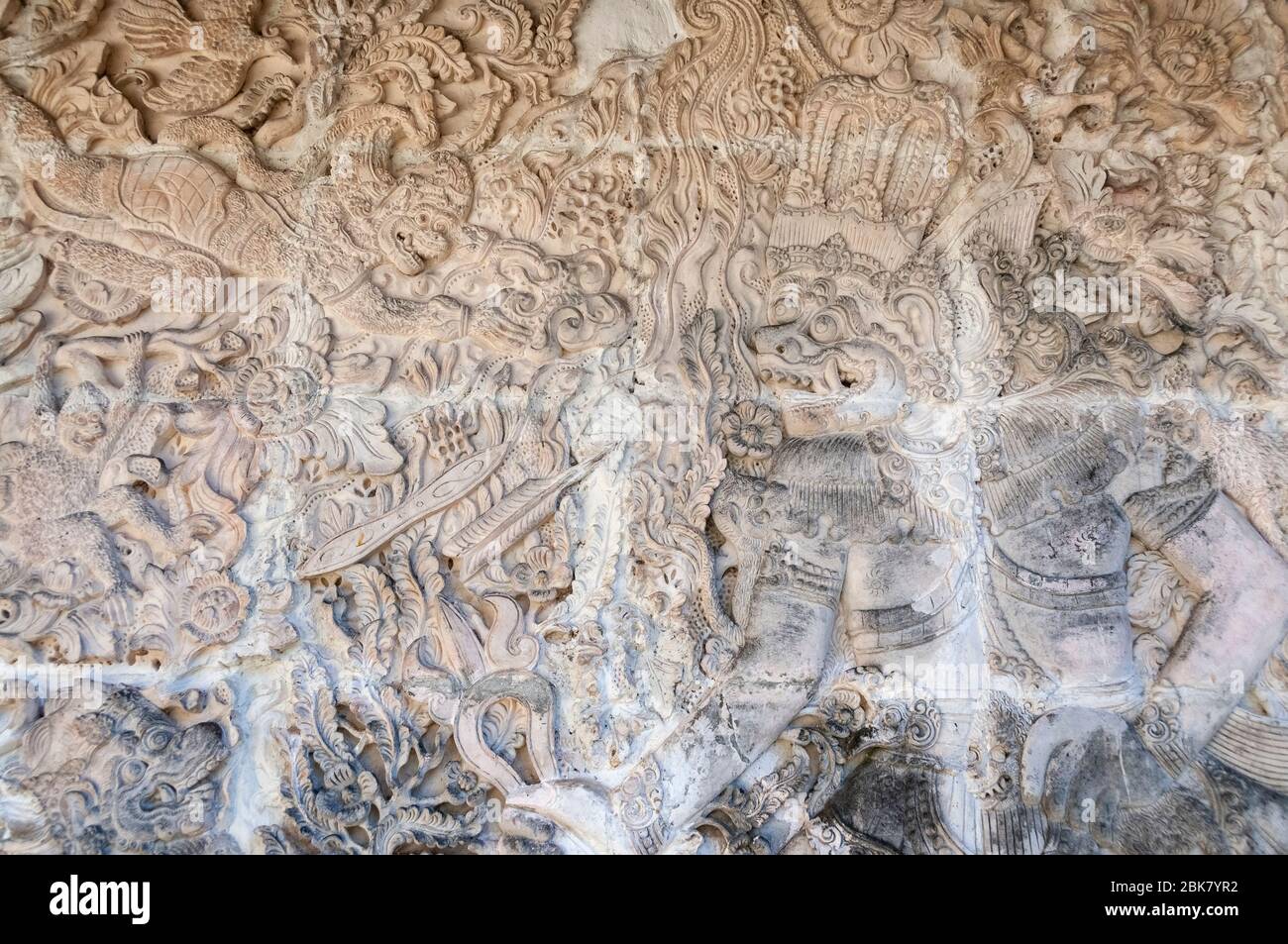 Stone wall carving in traditional style Le Mayeur Museum Sanur Bali ...