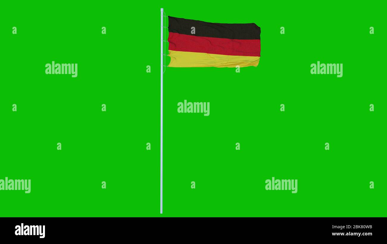 Germany Flag Waving on wind on blue screen or chroma key background. 3d ...