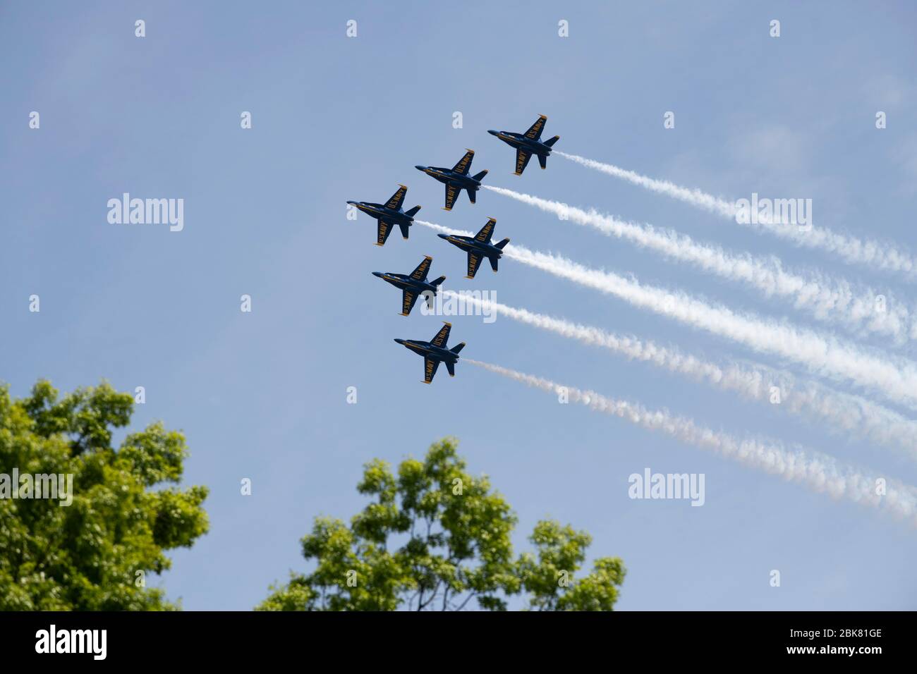 Washington, USA. 2nd May, 2020. A formation of the Blue Angels fly over ...