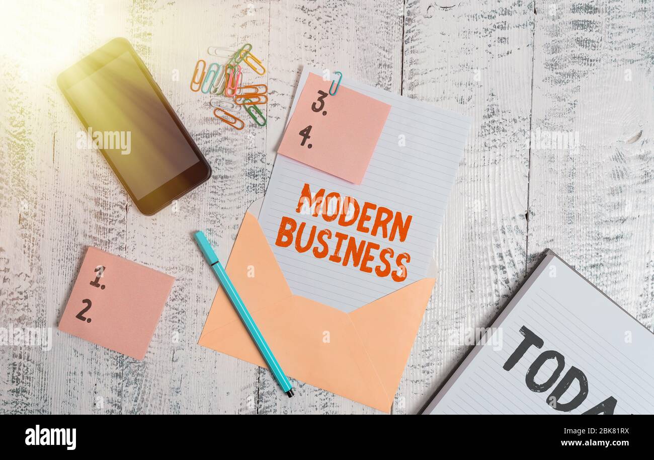 Handwriting text Modern Business. Conceptual photo Introduction to the ...