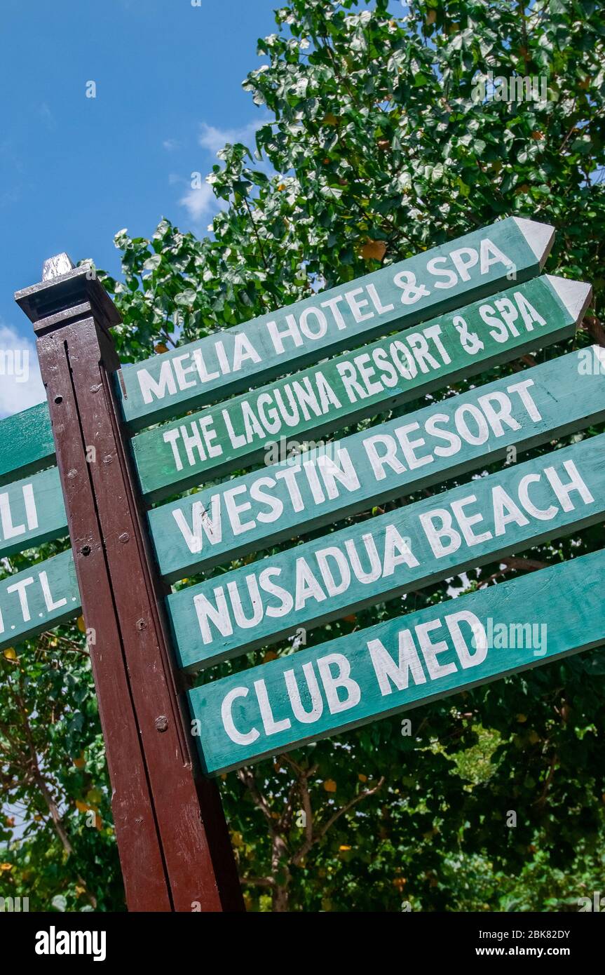 Beach sign at Nusa Dua Bali Indonesia Stock Photo - Alamy