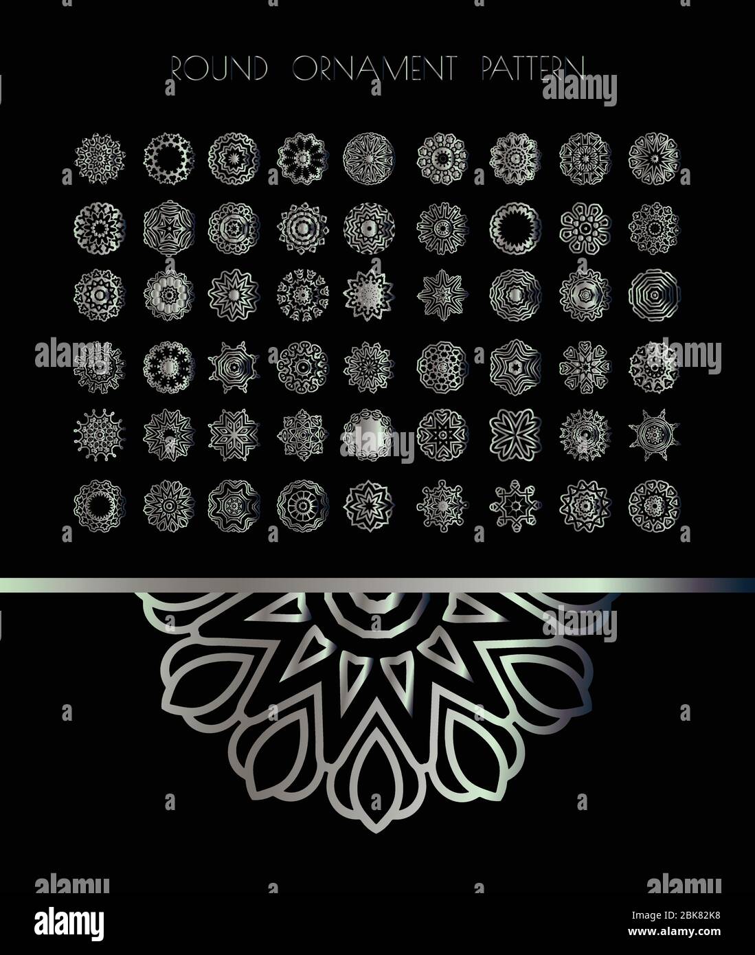 Silver mandala round arabic hi-res stock photography and images - Alamy